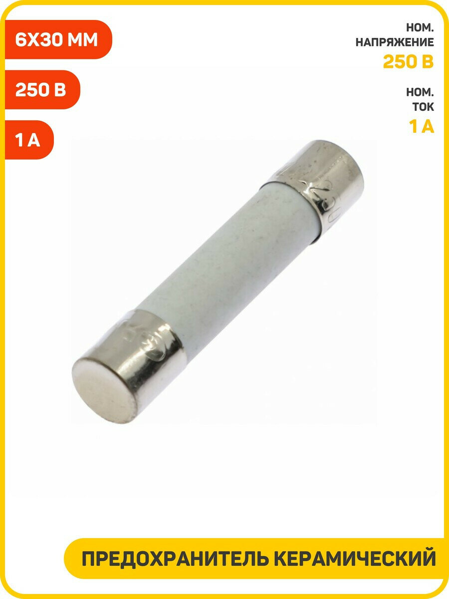 Предохранитель керамический Ruichi 1 А/250 В (6x30 мм)