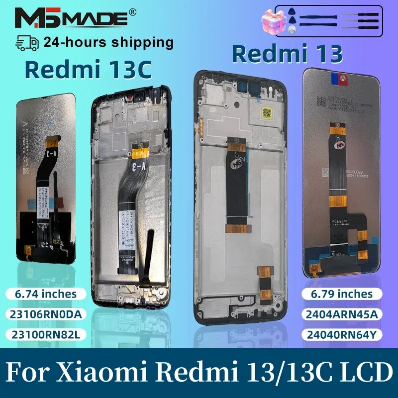 IPS "для Xiaomi Redmi 13, дисплей 2404ARN45A, ЖК-дисплей с цифровым преобразователем 13 With Frame
