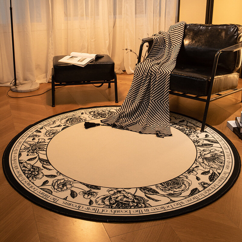 Винтажный круглый ковер во французском стиле/подушка для вращающегося кресла/противоскользящий круглый ковер,100*100 cm