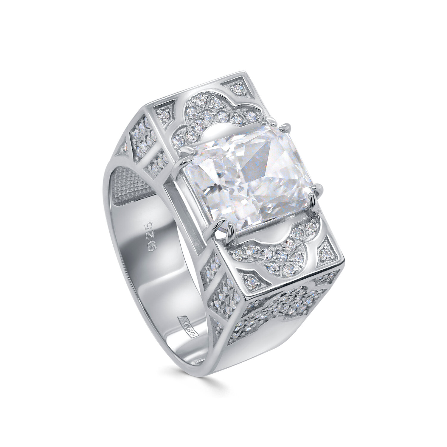 Кольцо, серебро, 925 проба, фианит