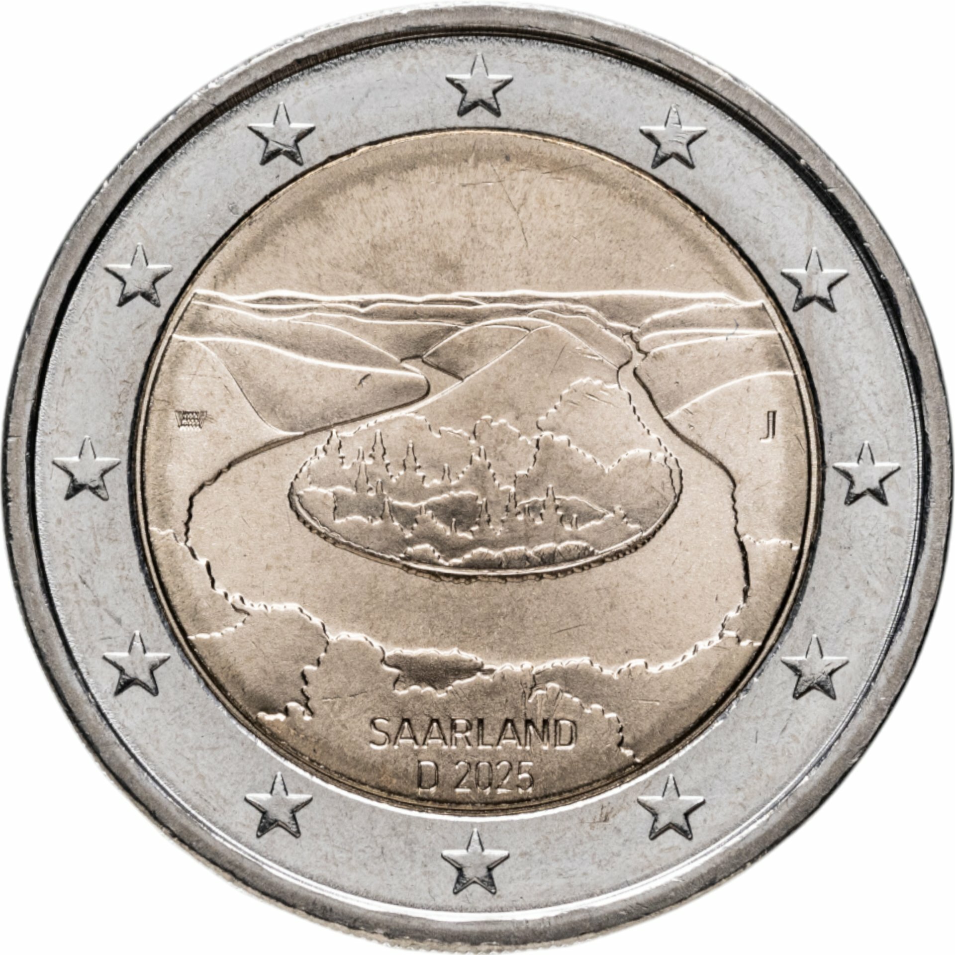 Германия 2 евро 2025 "Петля Саар Сааршляйфе" Двор J, Биметалл, в сохранности UNC