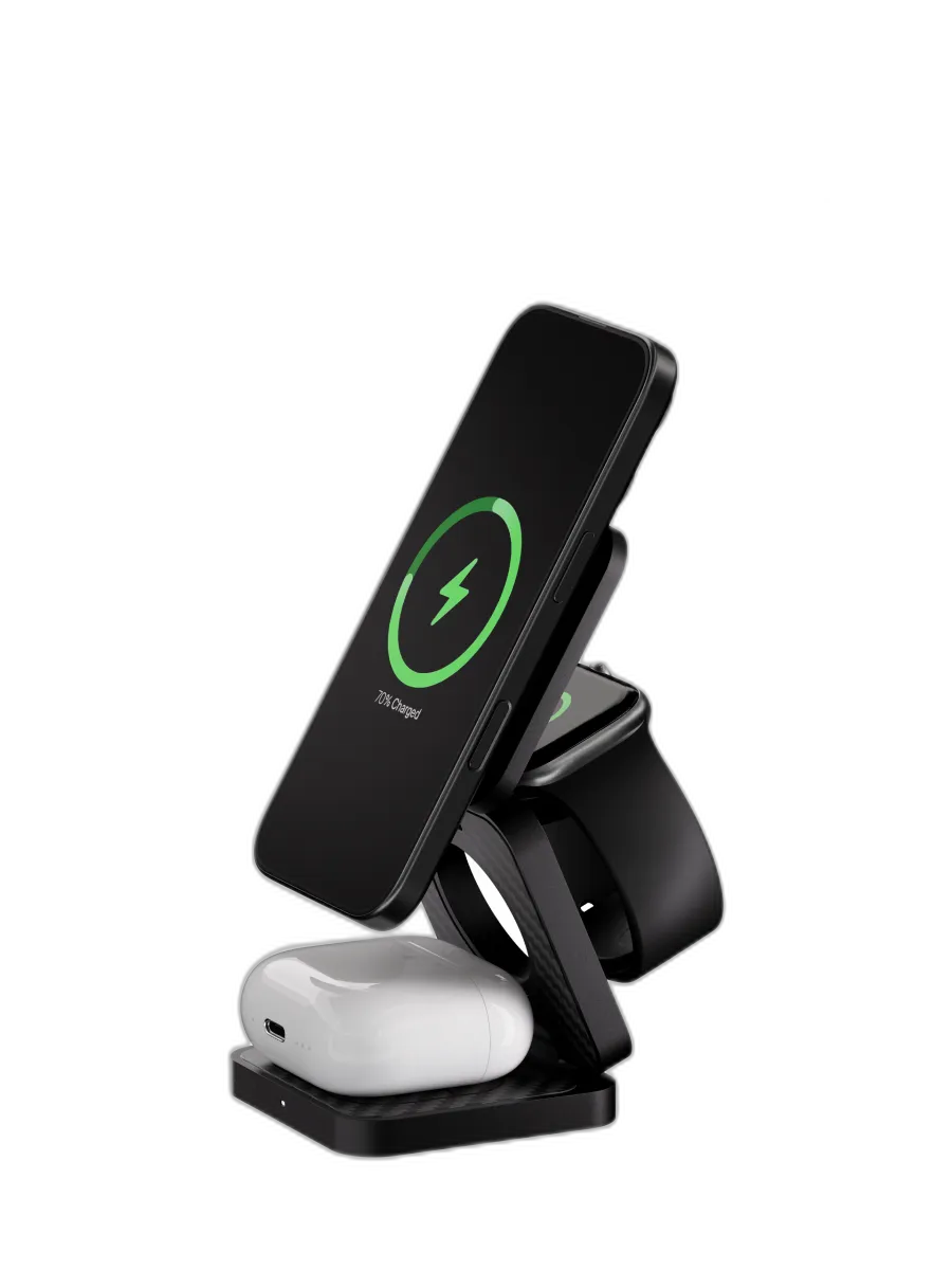 Беспроводная зарядка iPhone 3 в 1 Balance Kevlar Qi, 25 Вт