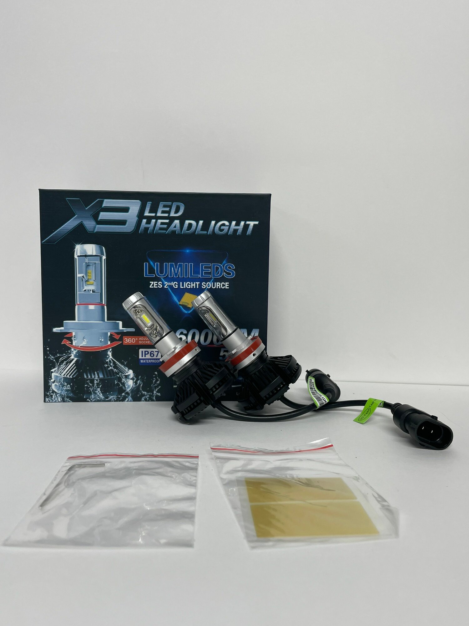 H11 / Автомобильные светодиодные лампы, H11, 50W, 6000 Lm, 12 вольт, с радиаторным охлаждением, X3 Led Headlight ZES, ИКС ТРИ, TG (2 шт. / комплект)