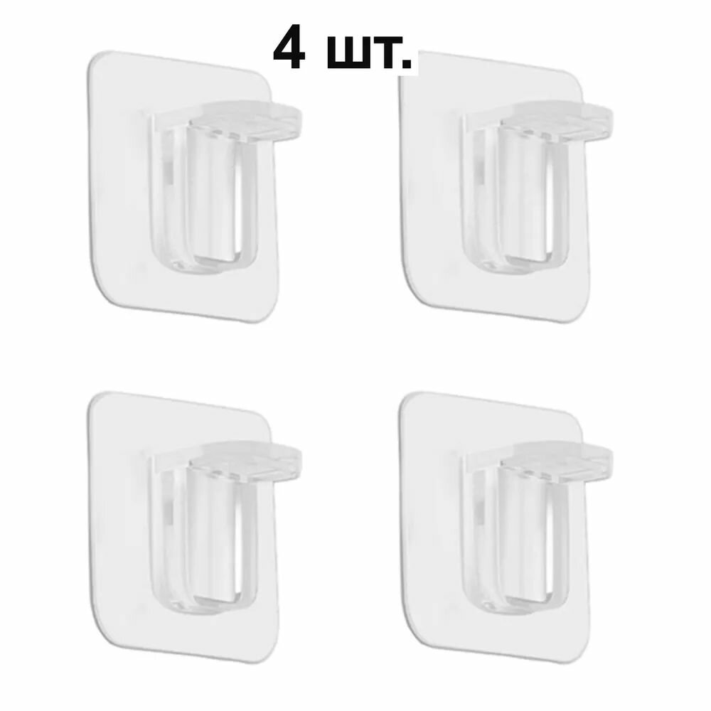 Держатели для полок на клейкой основе, 4 шт, прочные, белые, скрытый монтаж, для стеклянных и деревянных полок, до 5 кг, комплект