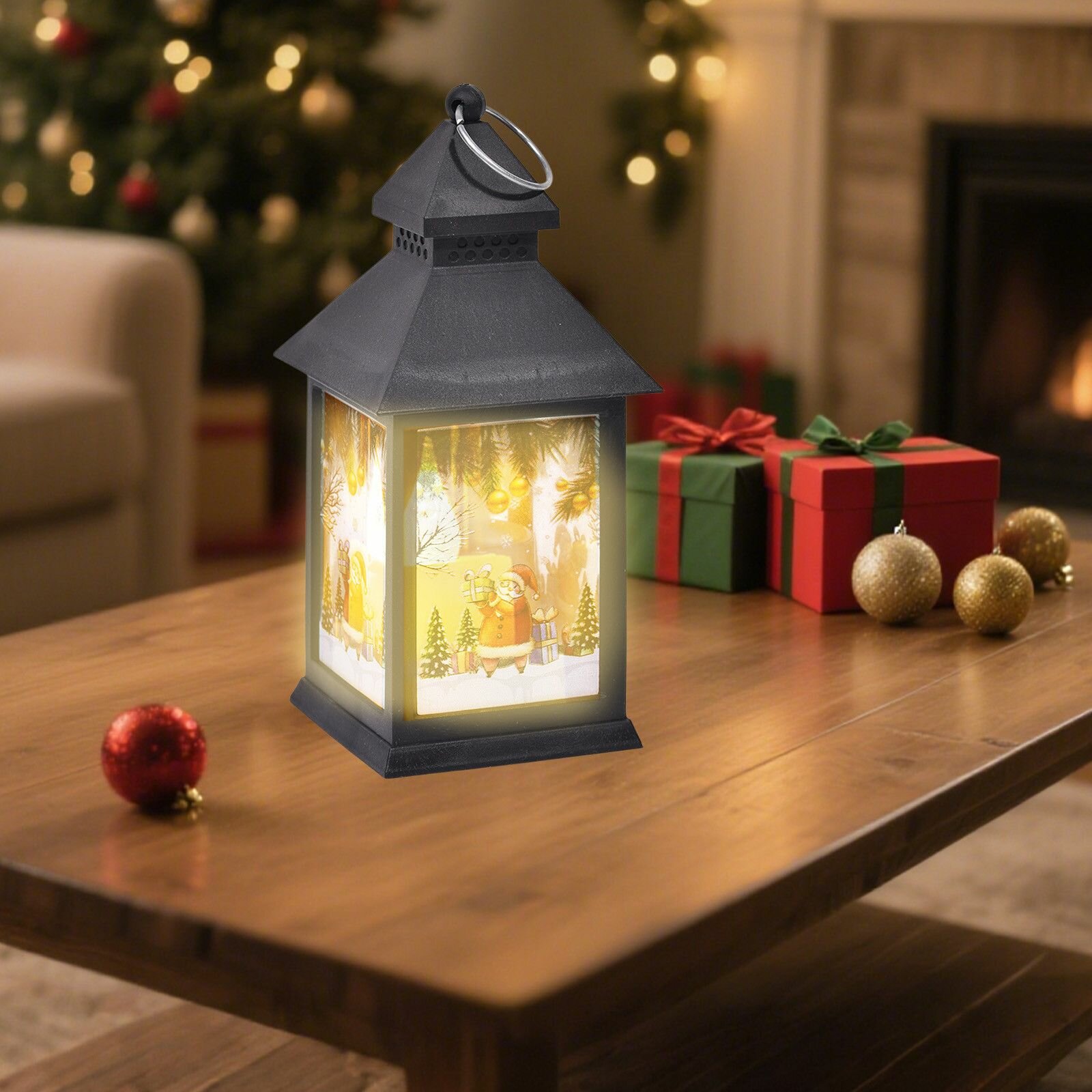 Новогодний домик с подсветкой, украшение на камин, подоконник