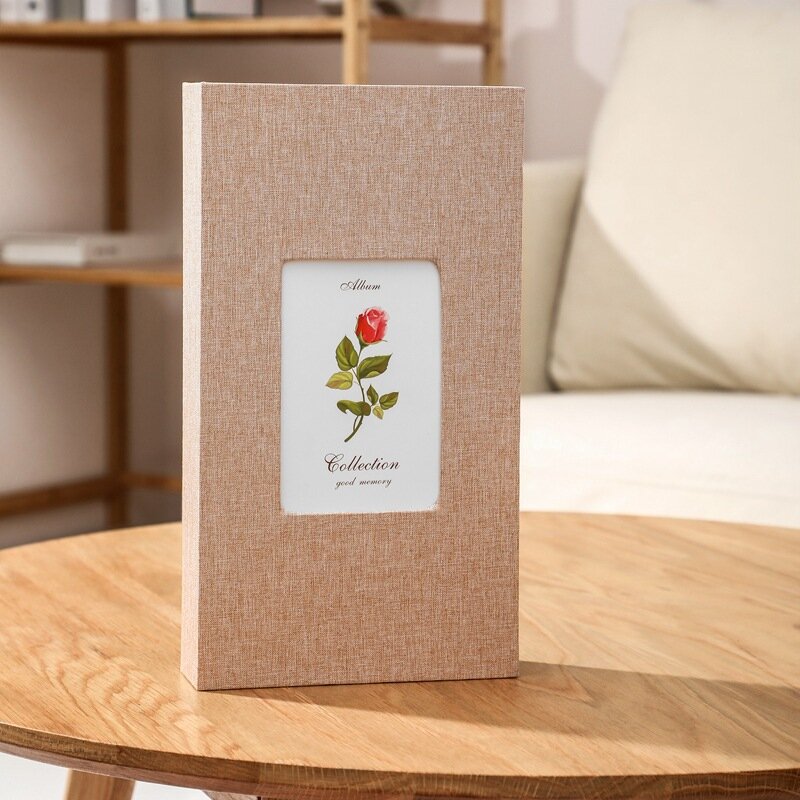 Льняной фотоальбом, альбом для коллекции фотографий, памятный альбом, вставной тип, большой объем, семейный ретро-ламинированный фотоальбом