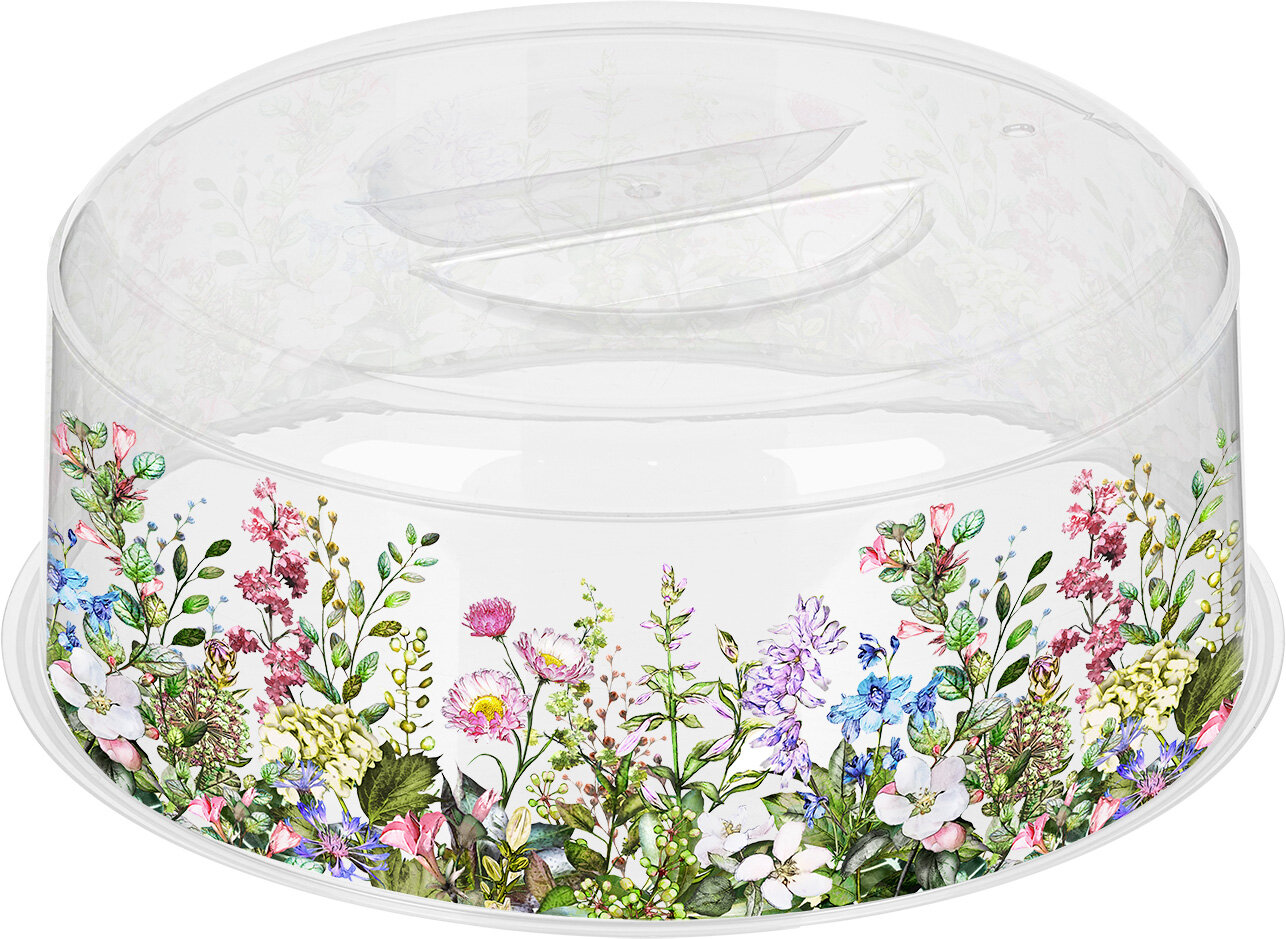 Крышка для СВЧ D-250 BERGAMO С декором цветущий ЛУГ ПХ