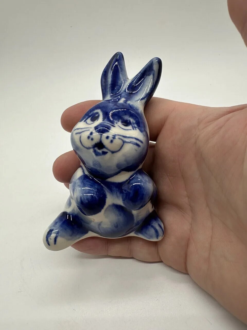 Статуэтка Зайчёнок Гжель Фарфор винтажная великолепная
