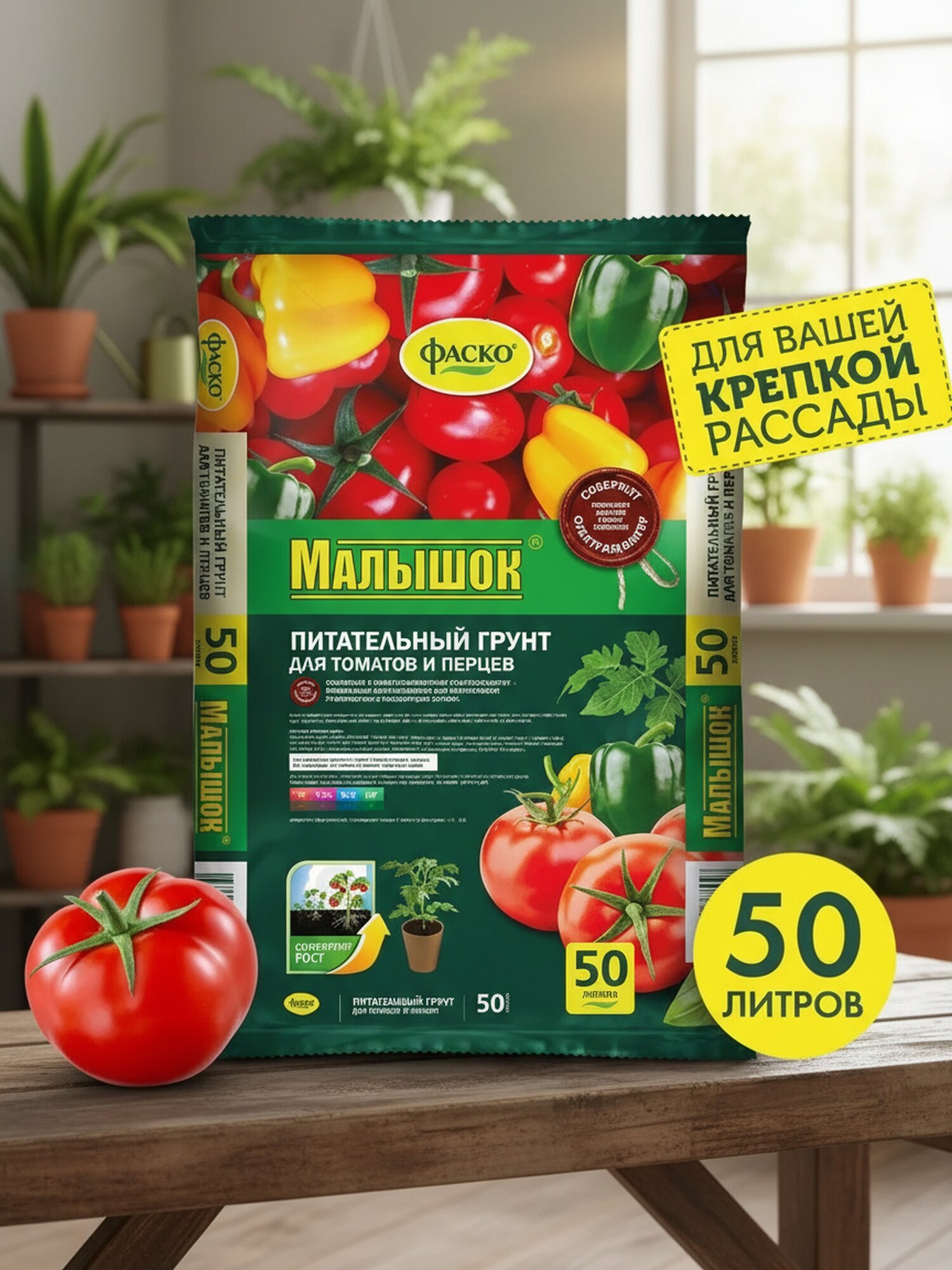 Фаско Грунт для томатов и перцев, 50 л, Малышок