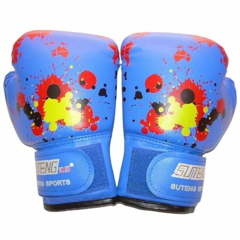 Детские боксерские перчатки для кикбоксинга, удобные и регулируемые, для тренировок и спарринга, Синий