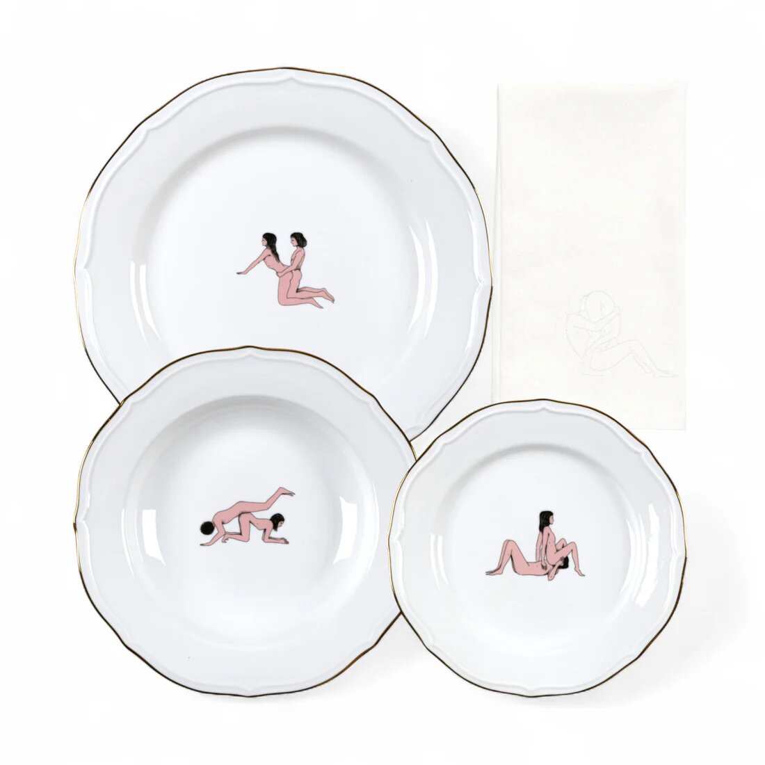Тарелка Seletti 09844 Seikantai5271 - Набор из 3 тарелок + 1 салфетка (Seletti)
