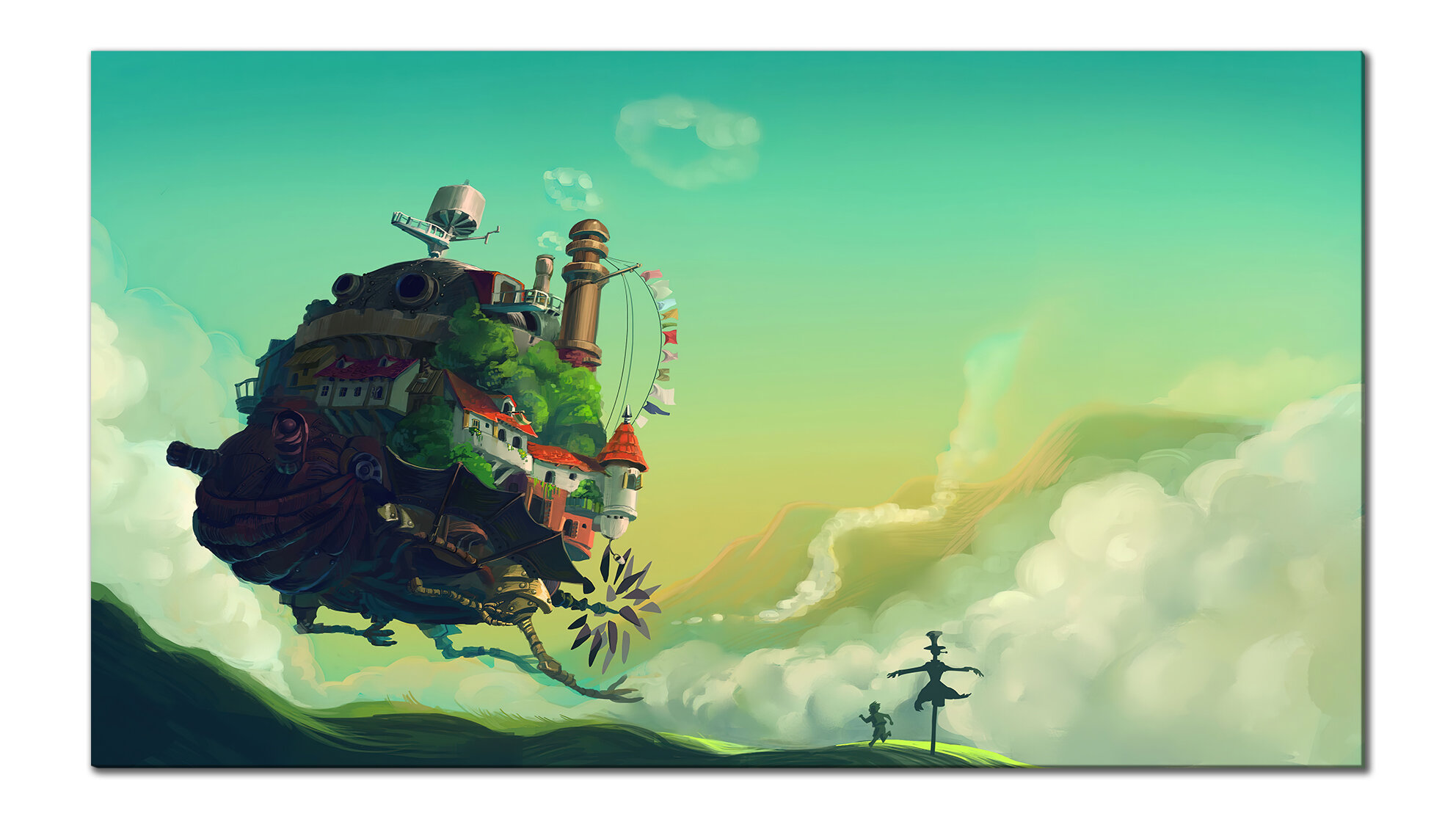 Картина для интерьера на холсте «Ходячий замок» по мотиву аниме Хаяо Миядзаки 50х90, холст натянут на подрамник
