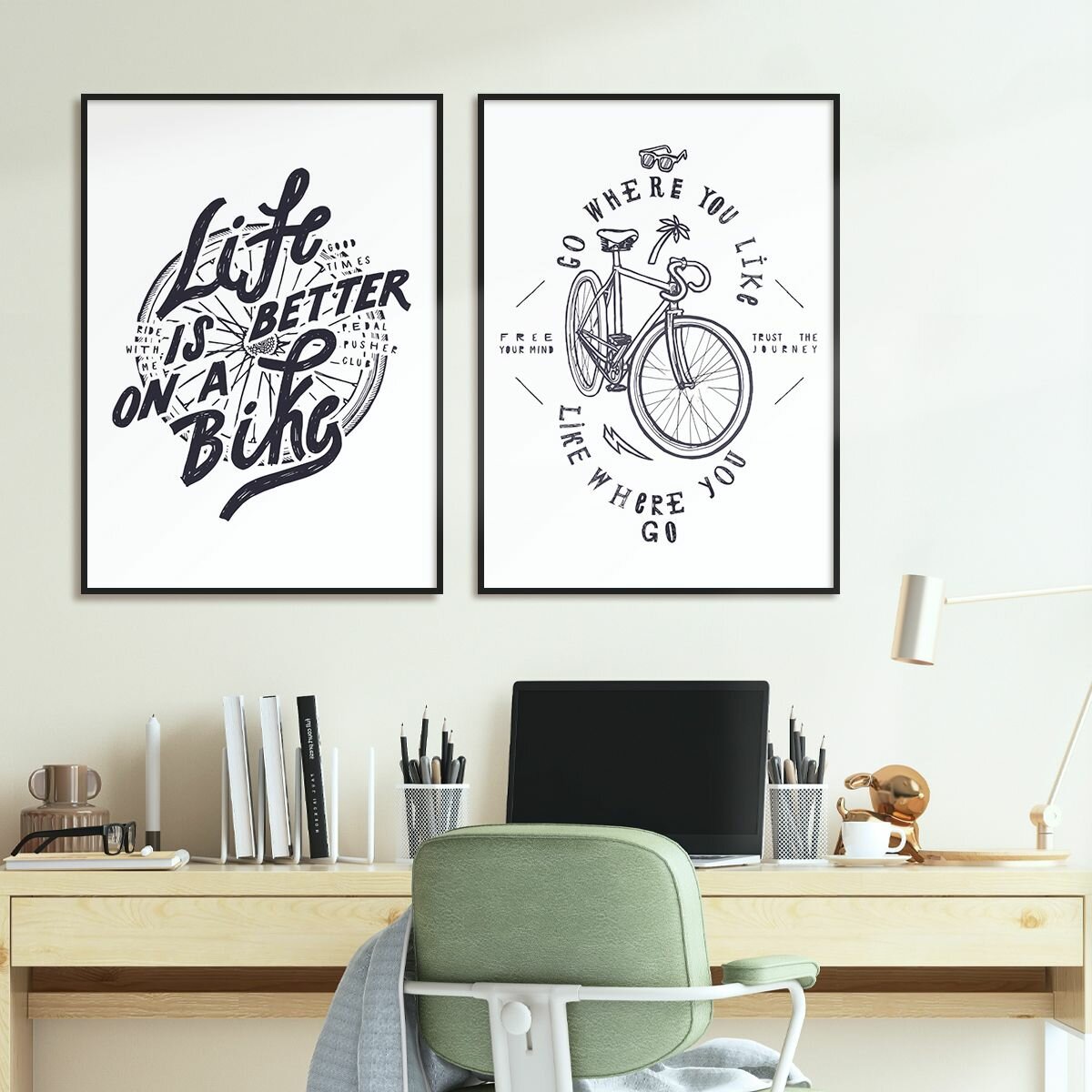 Постер 2 шт 40х50 без рамки "Байк для комнаты подростка" набор картин для интерьера