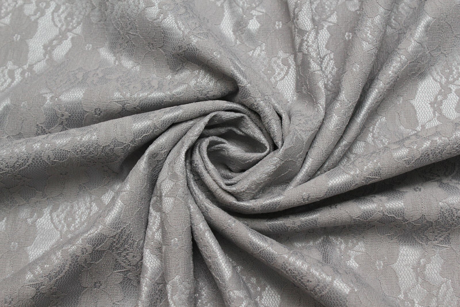 Ткань Кружево-стрейч на трикотаже серое, ш144см, 0,5 м