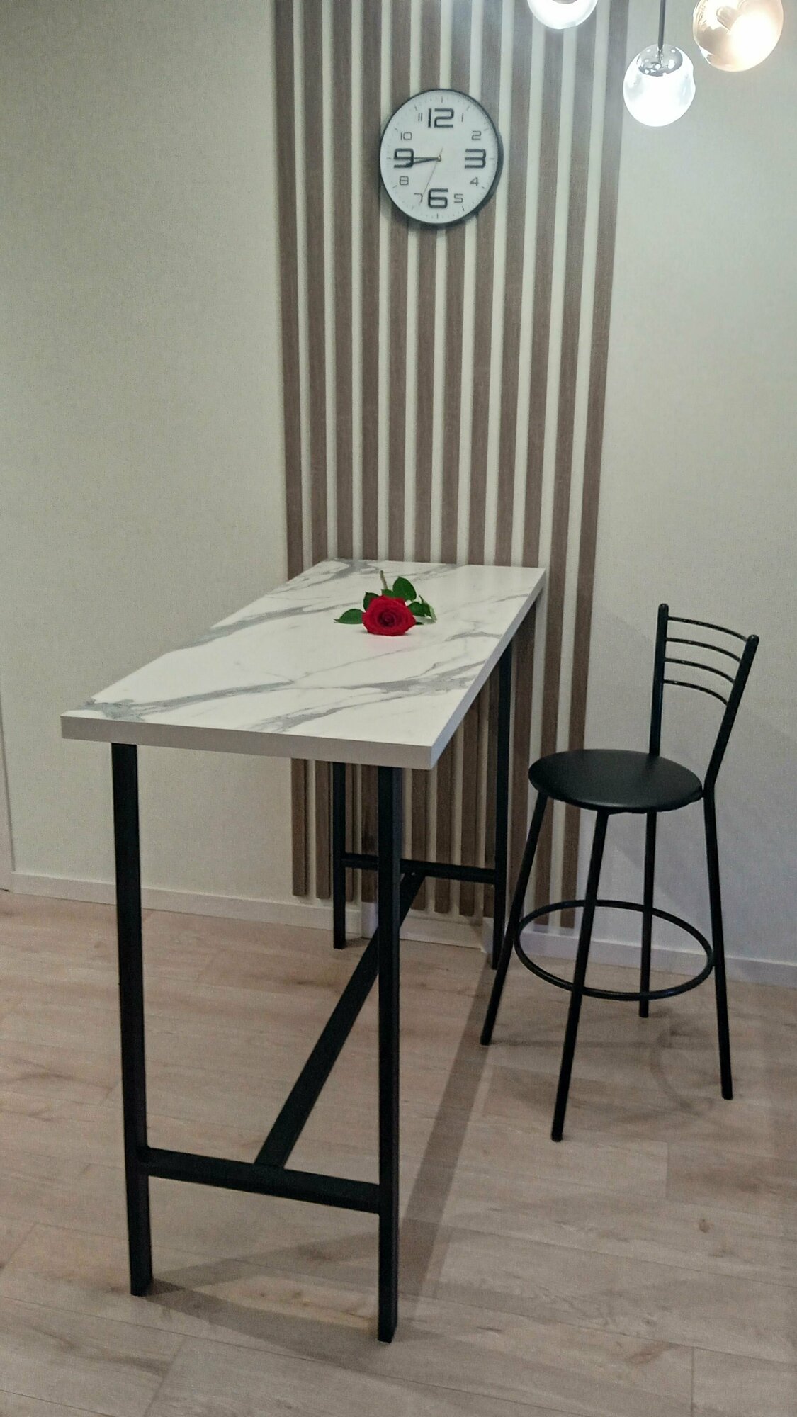 Барная стойка Лофт-8 Мрамор белый пр, 140х50