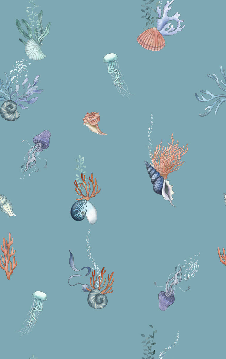 PEPPY Морские глубины ткань для пэчворка 50х50 см, 100% хлопок MG-11 голубой