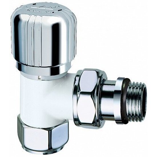 Вентиль Far термостатический угловой М24х19, 1/2" EPDM, серебро/бел. эмаль