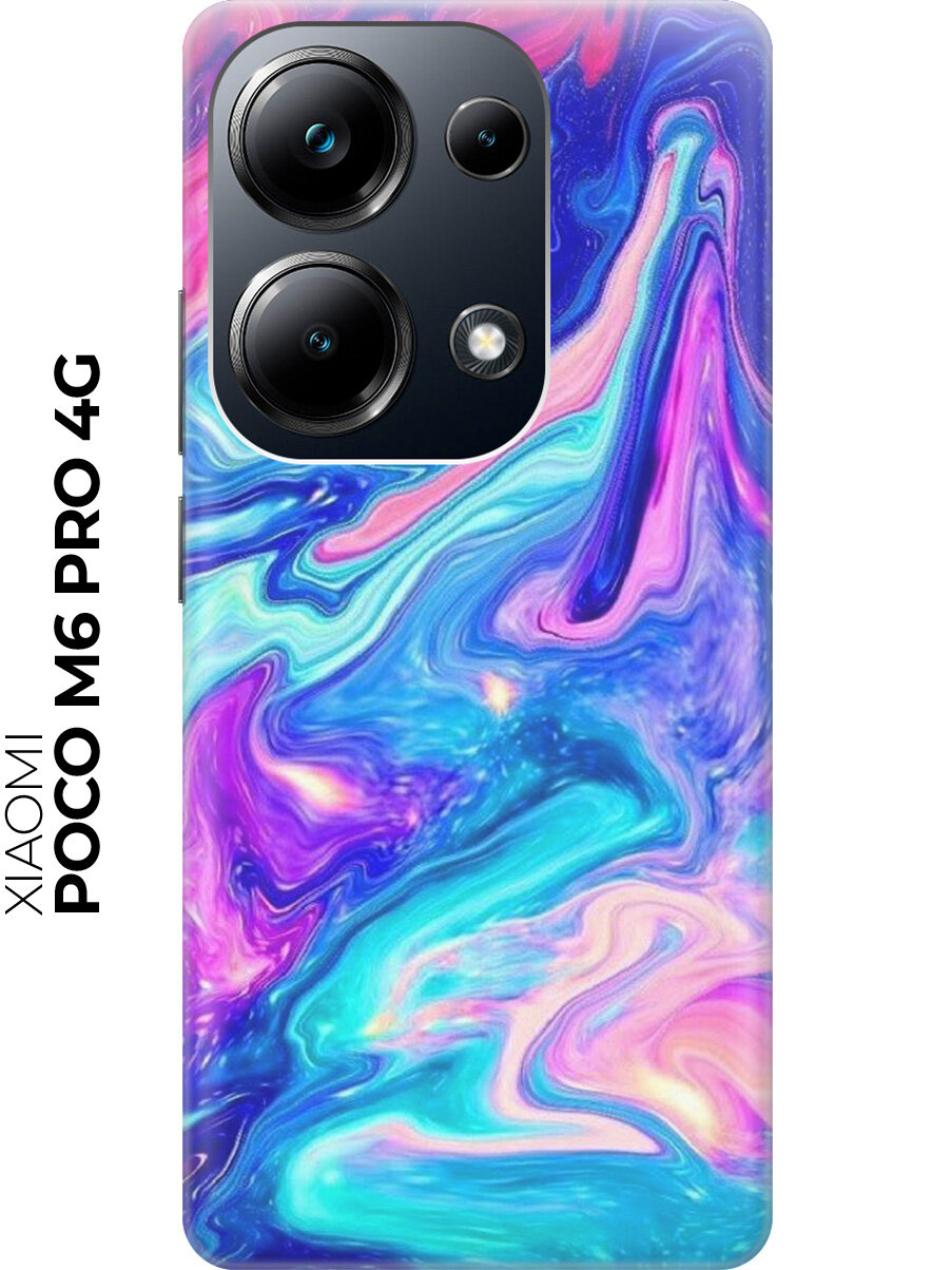 Силиконовый чехол на Xiaomi Redmi Note 13 Pro 4G / Poco M6 Pro 4G / Сяоми Редми Ноут 13 Про 4г / Поко М6 Про 4г с рисунком "Сине-розовые краски"