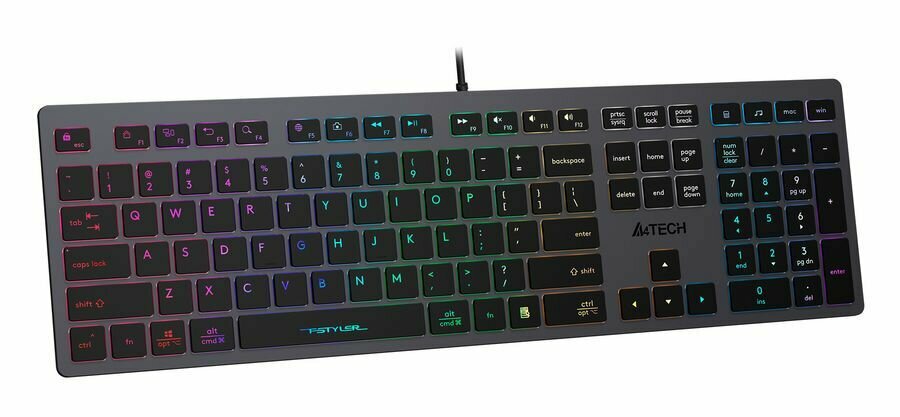 Клавиатура A4Tech Fstyler FX60 серый USB slim Multimedia LED