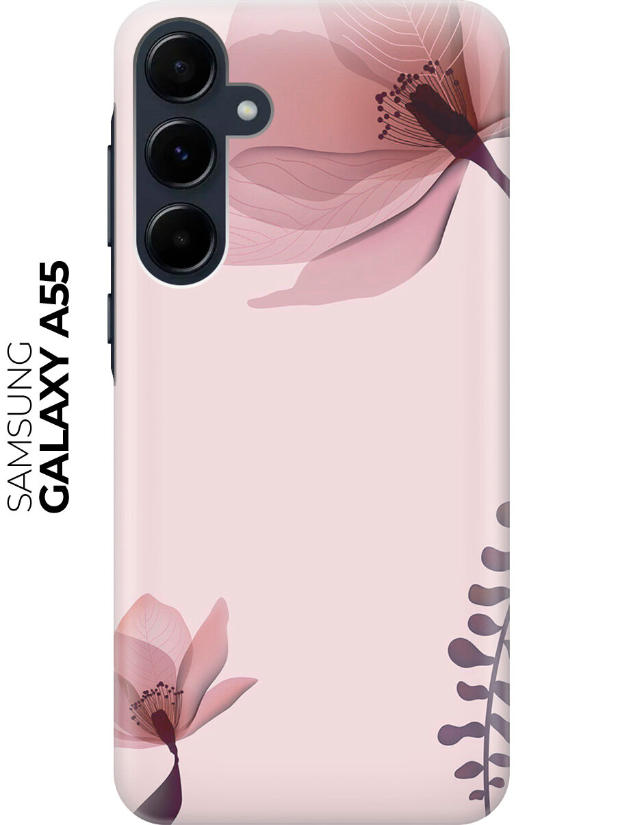 Силиконовый чехол на Samsung Galaxy A55 / Самсунг А55 с рисунком "Два цветка на розовом"