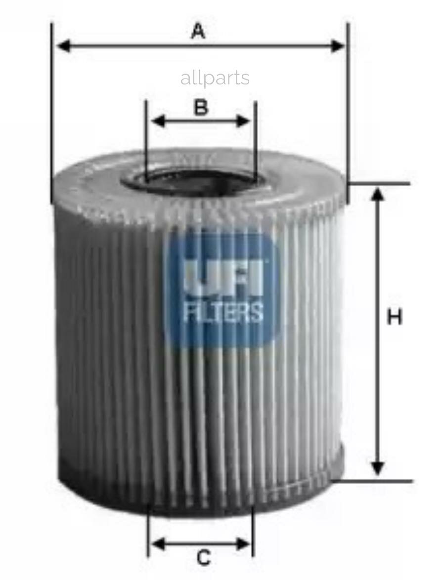 UFI 2504000 Фильтр Масляный картридж AUDI SEAT VOLKSWAGEN