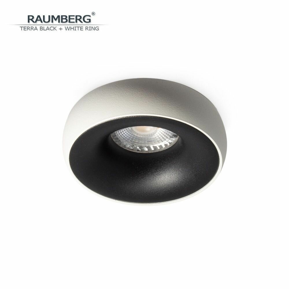Встраиваемый неповоротный светильник RAUMBERG TERRA bk+RING wh черный с белым кольцом под светодиодную лампу GU10