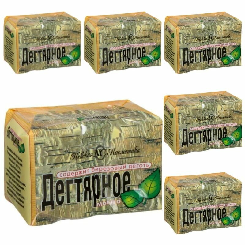 Невская косметика Мыло Дегтярное, 100 г, 4 шт в уп, 6 уп