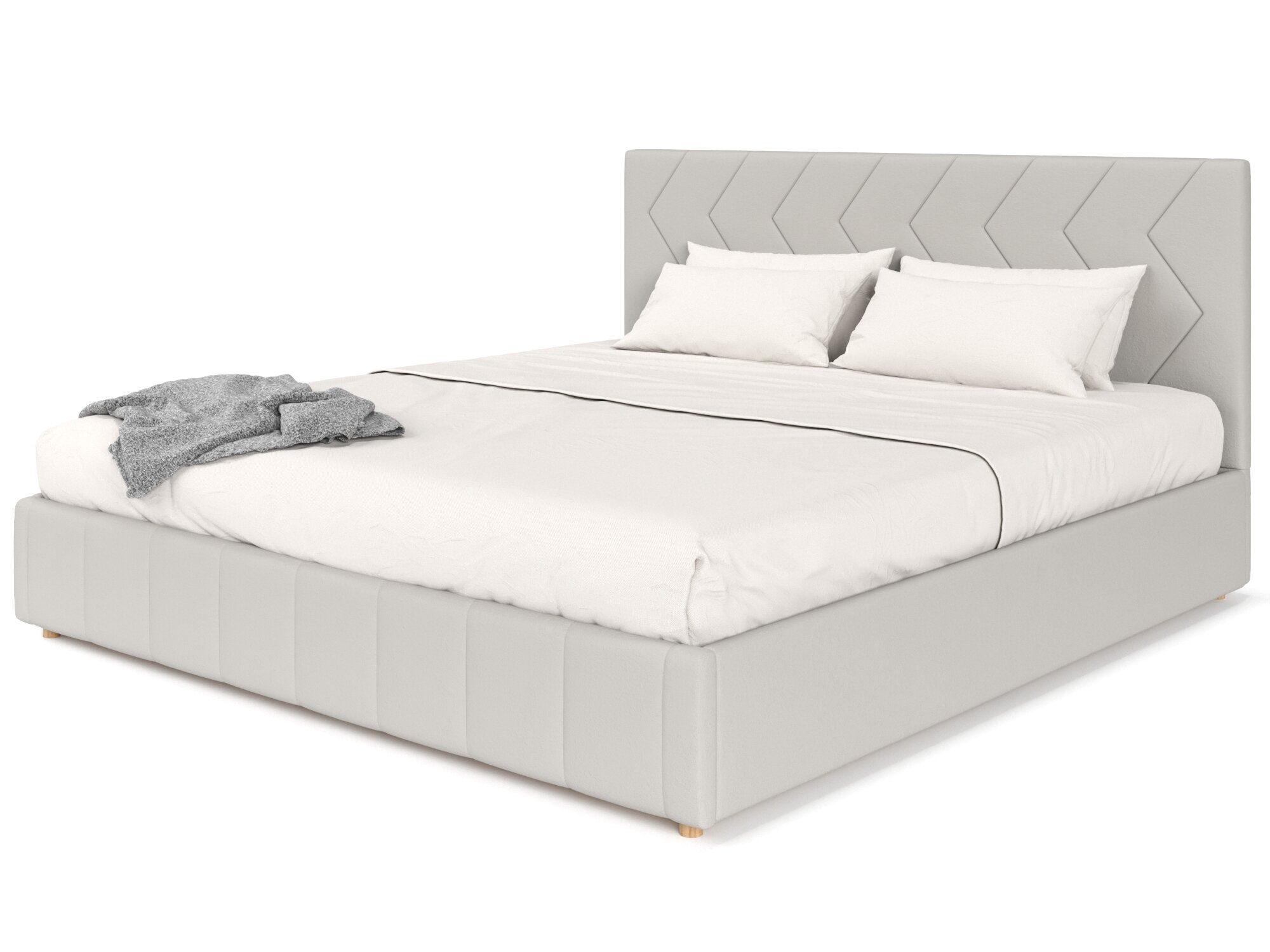 Кровать двуспальная Soft Element Кэрри 180х200 Ash, с мягким изголовьем, с подъемным механизмом, с ящиками, велюр