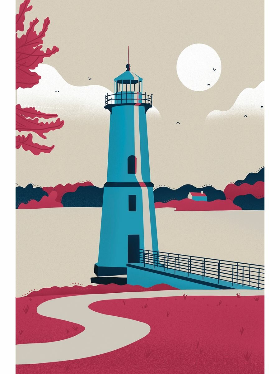 Постер "Маяк на берегу озера"