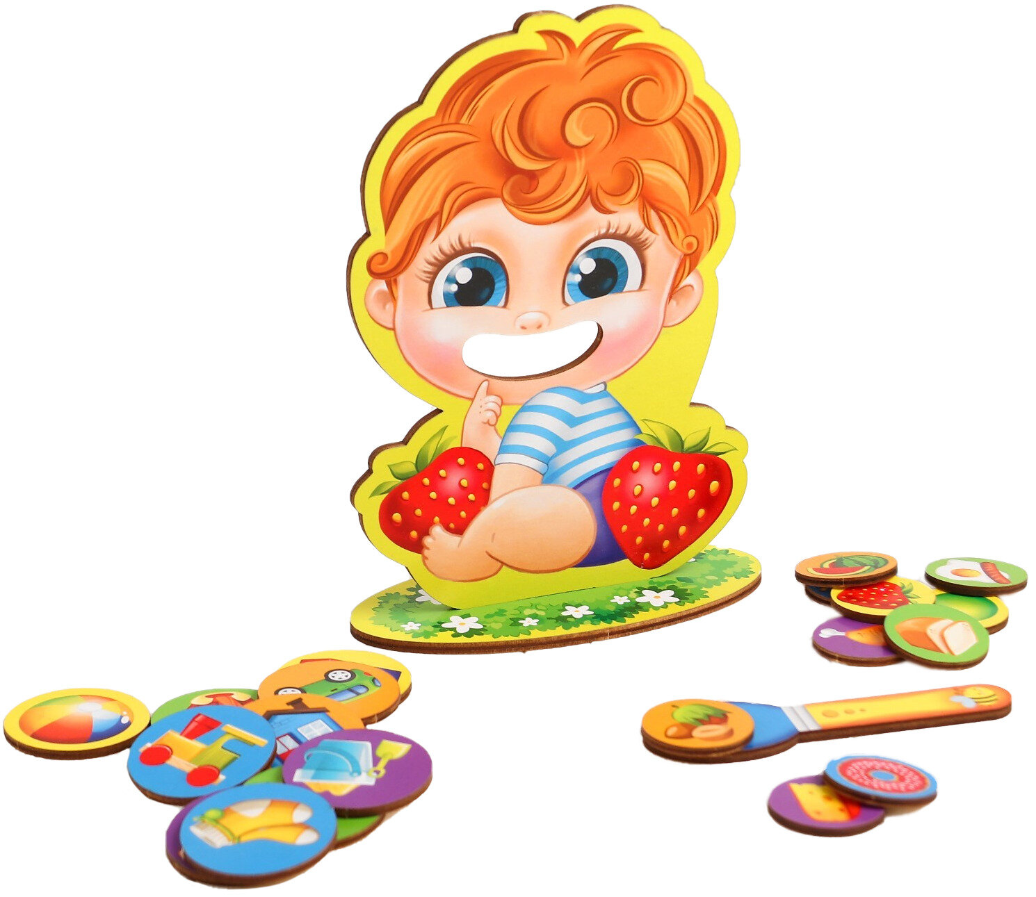 Развивающая игра "Накорми меня", дидактические материалы, набор с основой и ложкой, 20 фишек