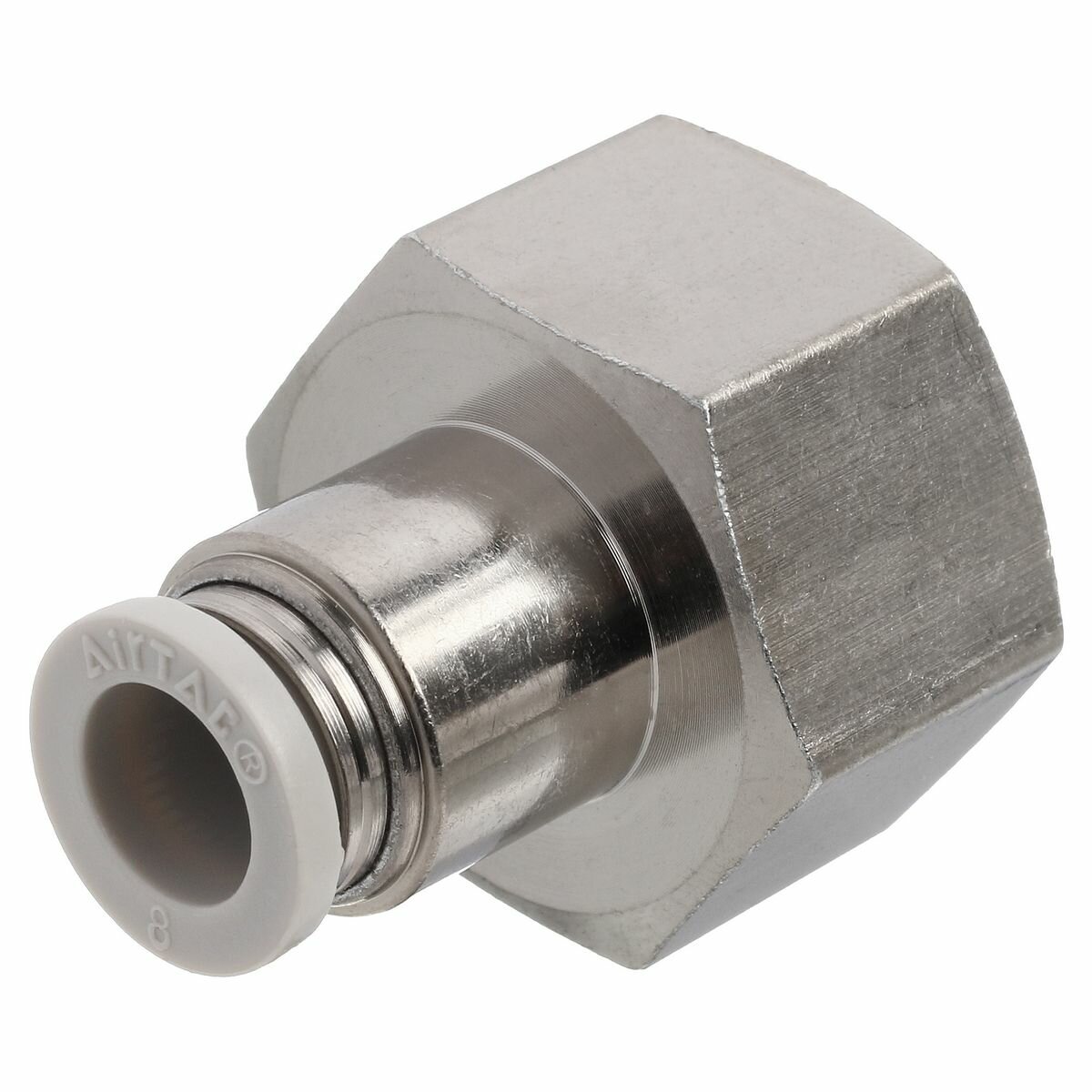 Штуцер цанговый прямой Airtac PCF804, фитинг пневматический с резьбой PT1/2 под трубку с наружным диаметром 8 мм