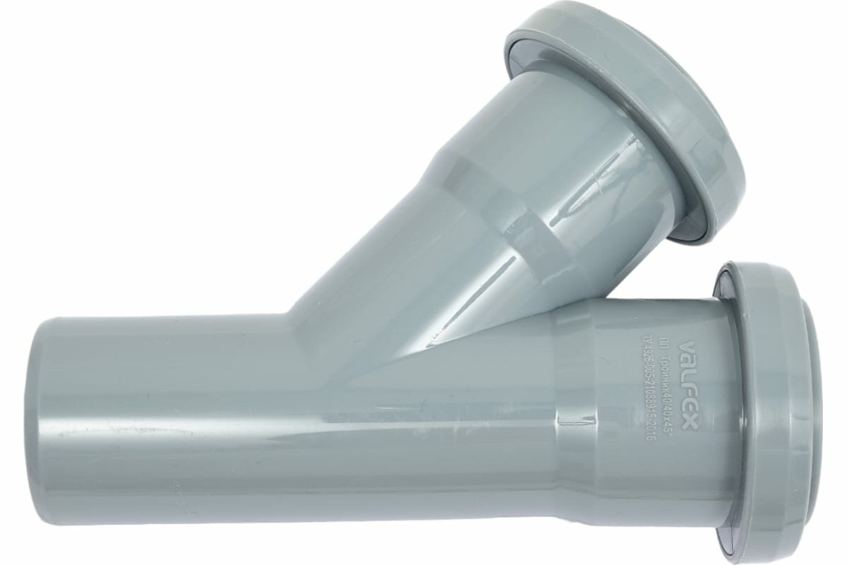 Тройник PP-H серый Дн 40х40х45гр б/нап в/к VALFEX 22040040