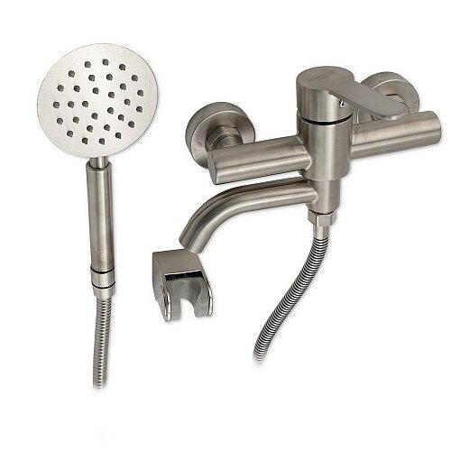 Смеситель в ванную MAGNUS 9184 сатин шаровый короткий излив