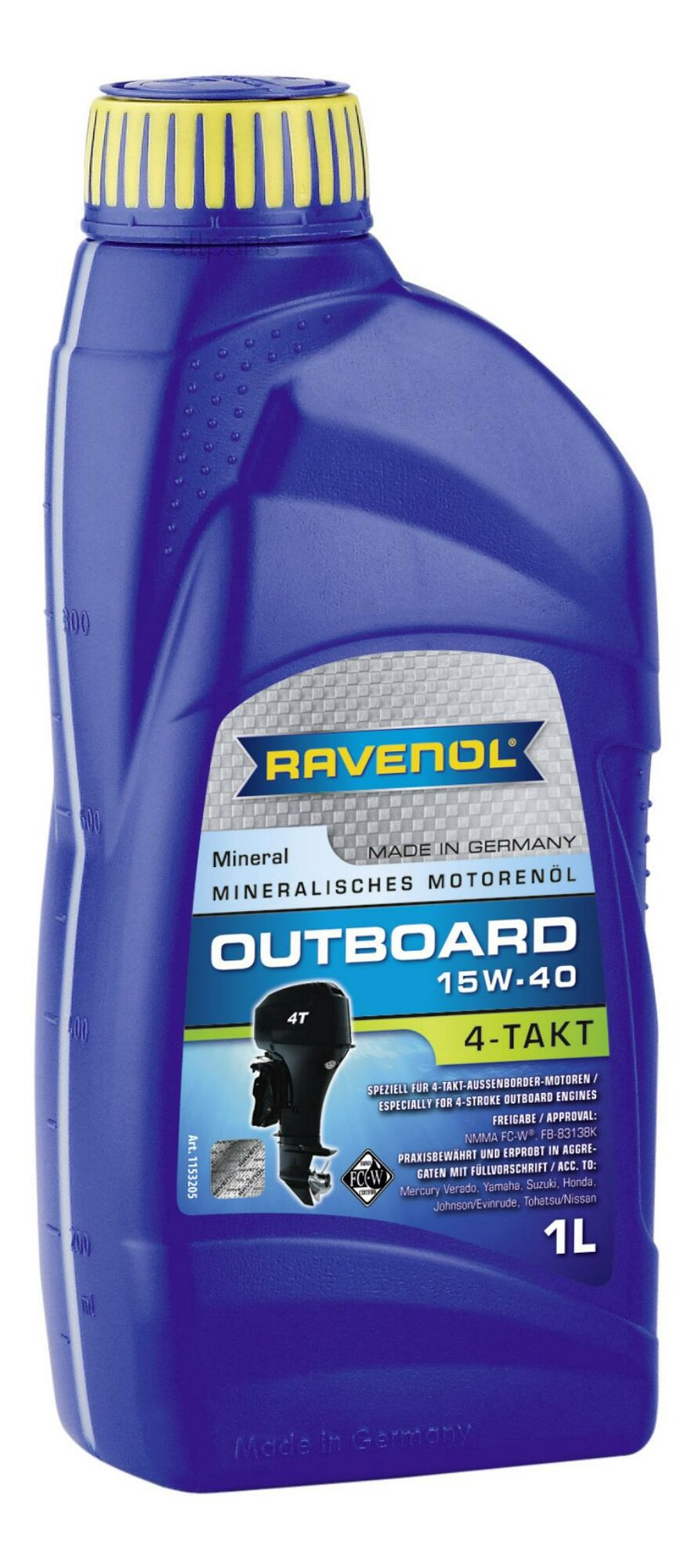 RAVENOL 4014835729216 SAE 15W-40 1L 4-T OUTBOARDOEL 4T NEW моторное масло для ЛОД. Моторов