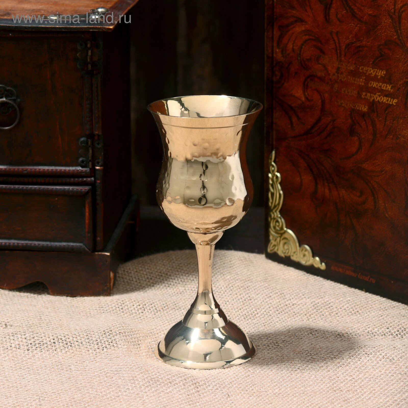 Фужер для вина «Тресия», 7×7×15 см, объем 160 мл, латунь, цвет золотистый