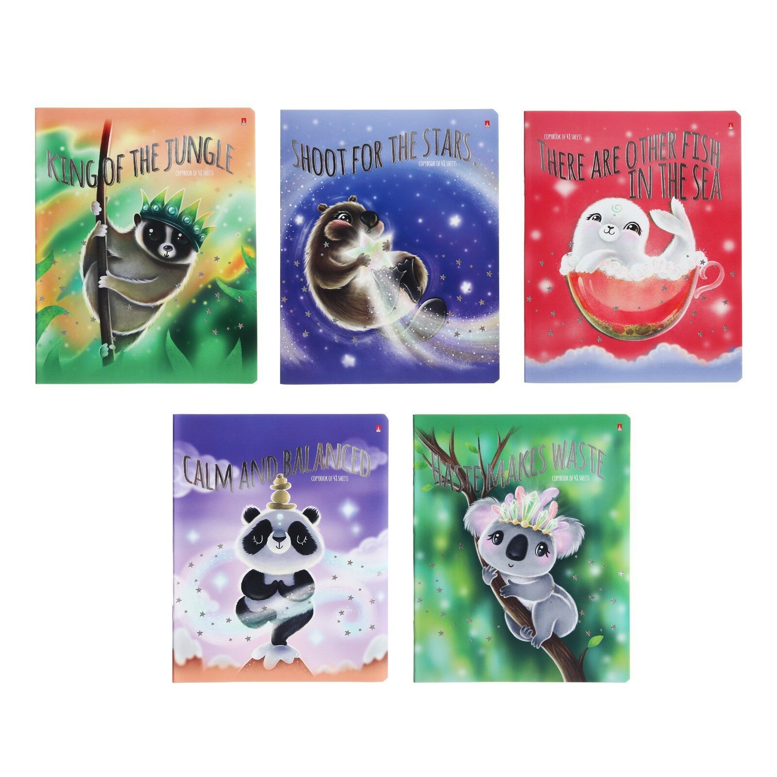 Набор тетрадей Bruno Visconti "Милота зашкаливает", 48 л, A5, клетка,5шт.