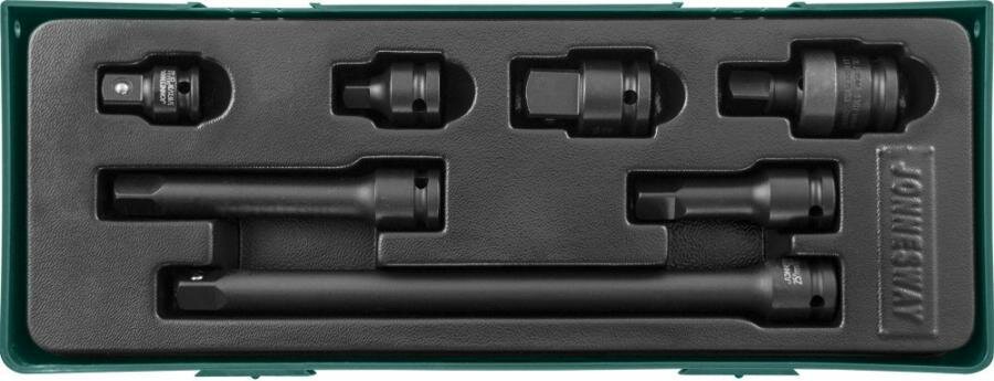 JONNESWAY S03A401SP S03A401SP Комплект аксессуаров дляударных головок1/2DR удлинители, переходники и кардан, 7 предм