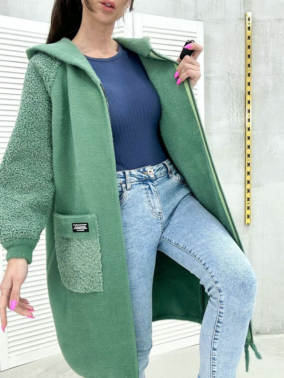 Пальто из искусственной альпаки