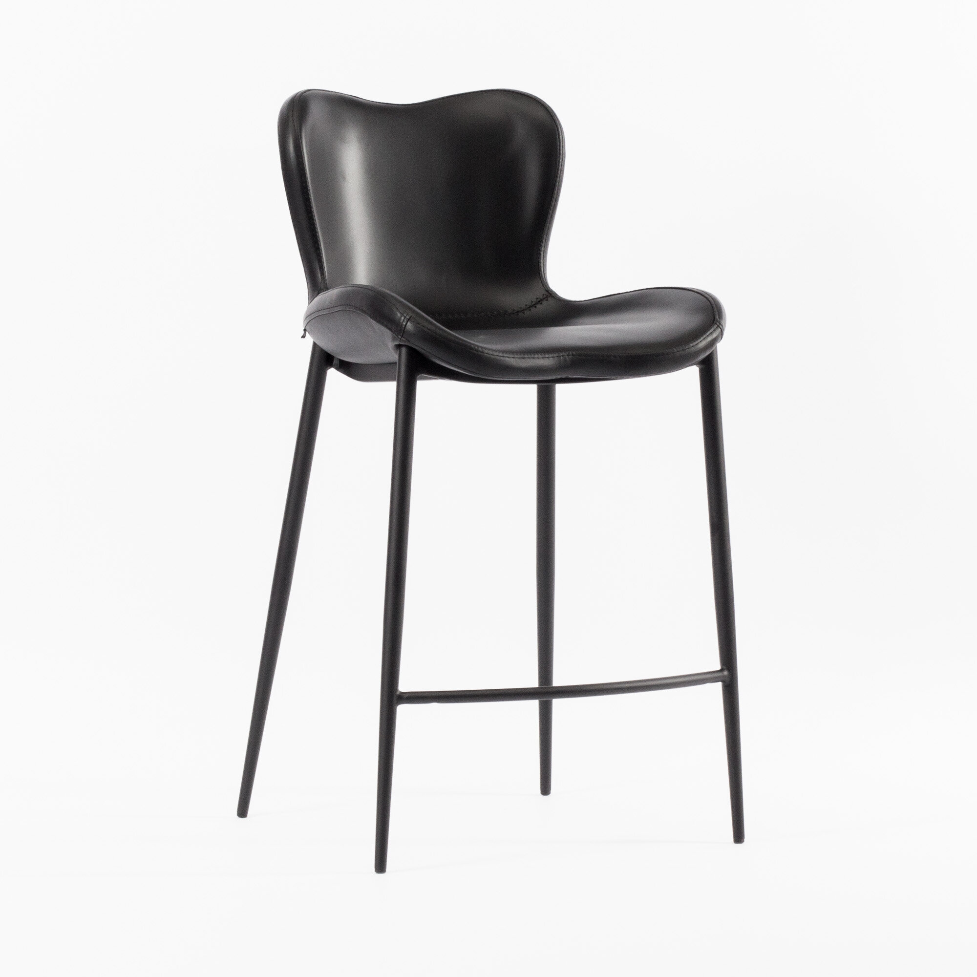 Стул полубарный Бергамо черная экокожа ножки черные для дома/для гостиной/для столовой/для кафе/кухонный стул/стул кухонный