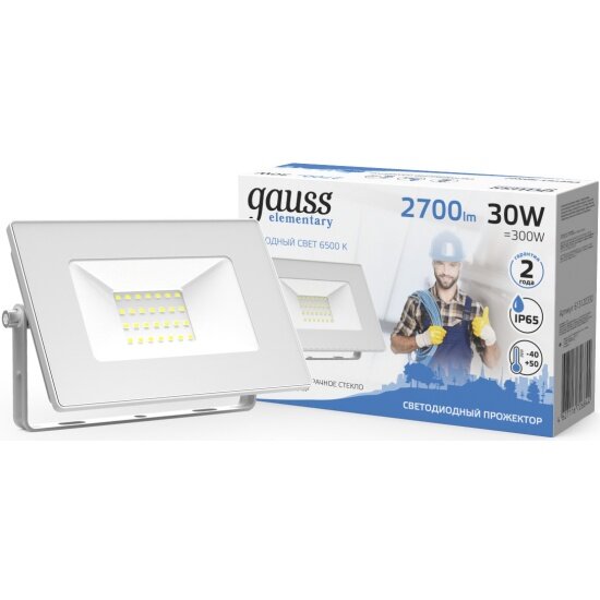Прожектор Gauss Elementary 30W 2100lm IP65 6500К белый 1/10