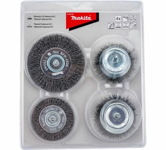 Набор проволочных щеток Makita d-65729