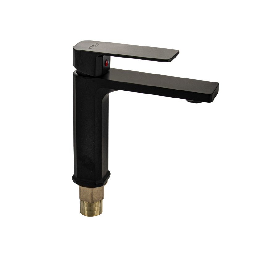 Смеситель на раковину, квадратный корпус, цвет черный