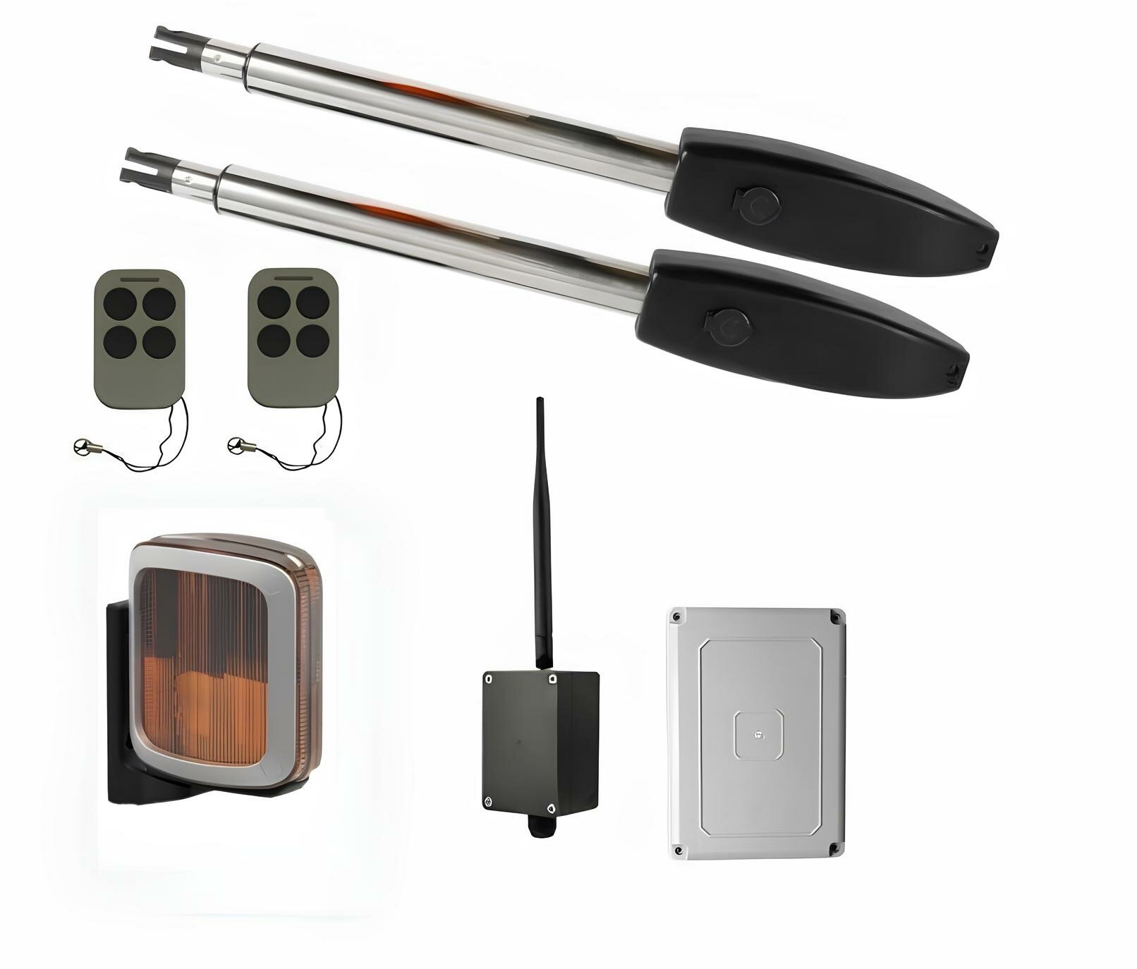 Автоматика для распашных ворот KSW-2500 L-2K-BT, комплект: 2 привода, блок управления, 2 пульта, лампа, Bluetooth-модуль