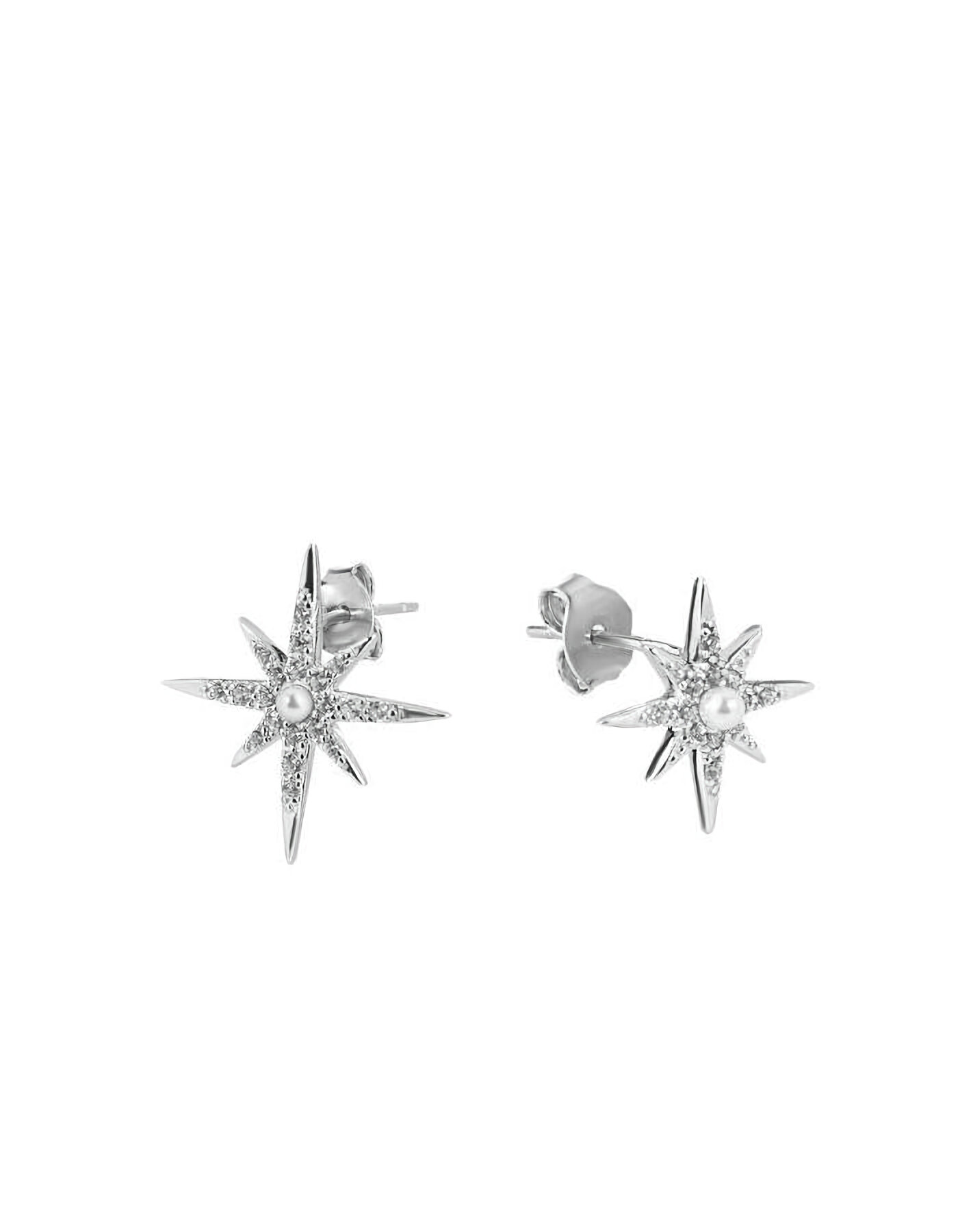 Серьги пусеты, серебро, 925 проба, родирование, жемчуг