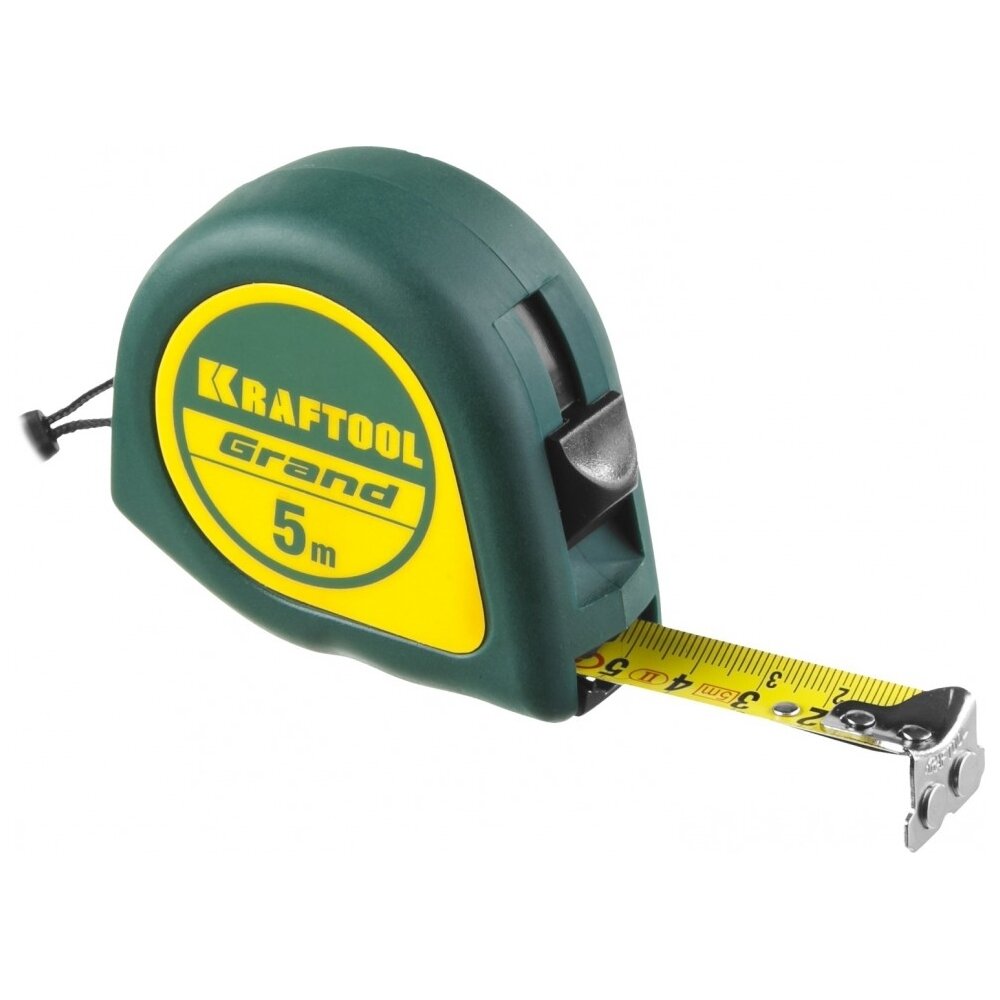 Рулетка с ударостойким корпусом (ABS) и противоскользящим покрытием, магнитный крюк, KRAFTOOL GRAND 5м / 19мм 34022-05-19