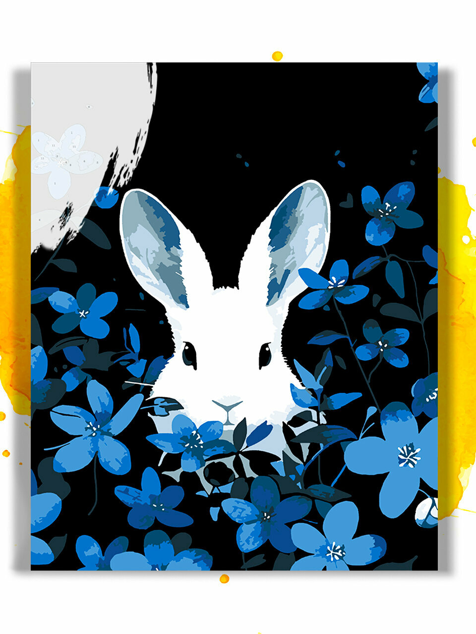 Картина по номерам на холсте Заяц в цветах, 40 х 50 см