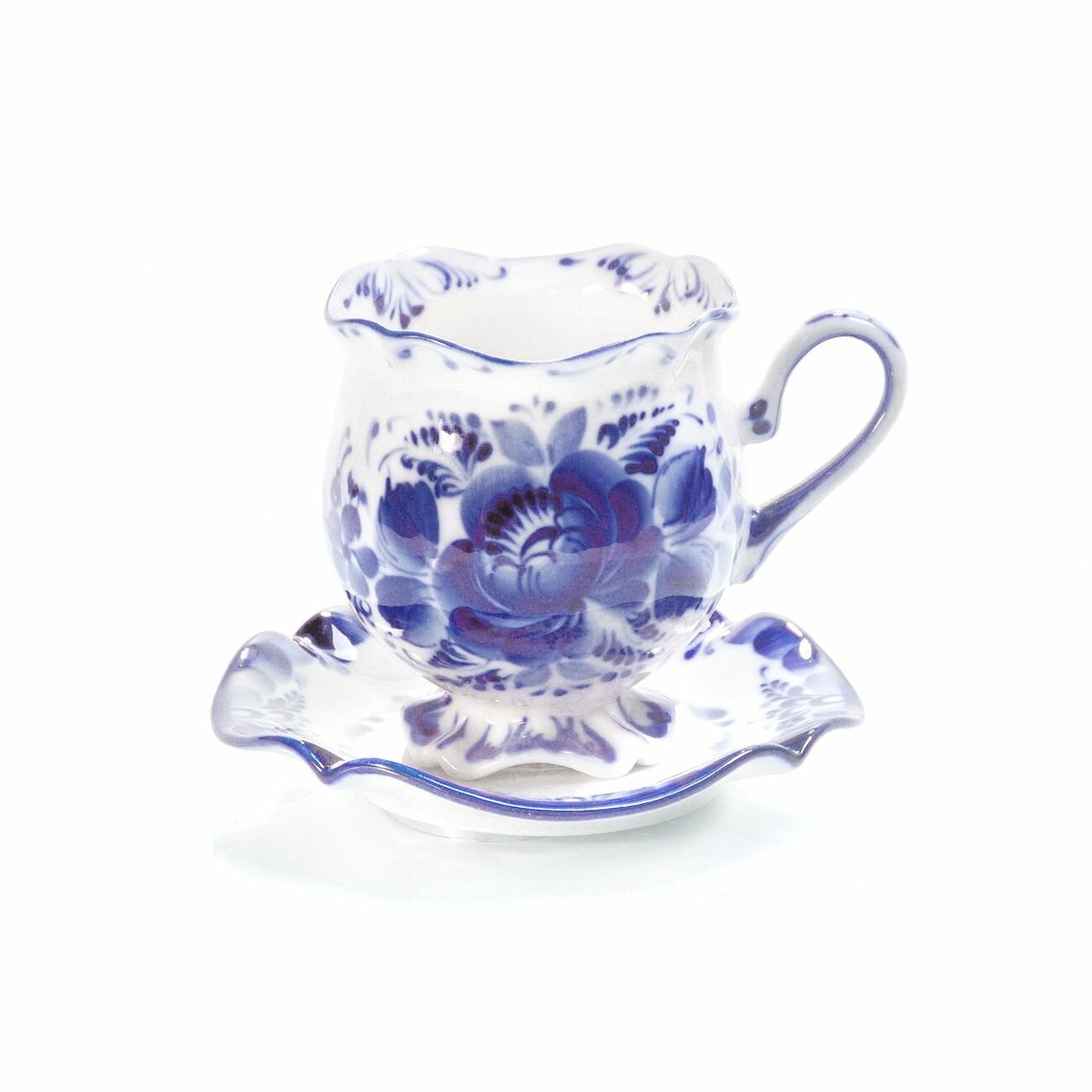 Кофейная пара из фарфора Тюльпан , гжель