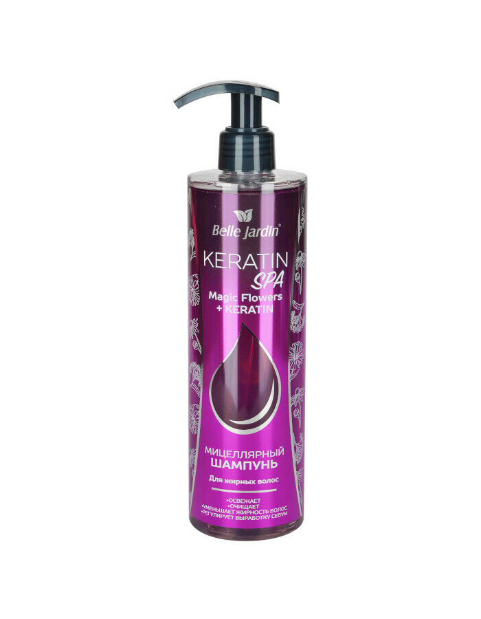 Belle Jardin Keratin Spa - Magic Flowers + Keratin Мицеллярный шампунь для жирных волос 400 мл.