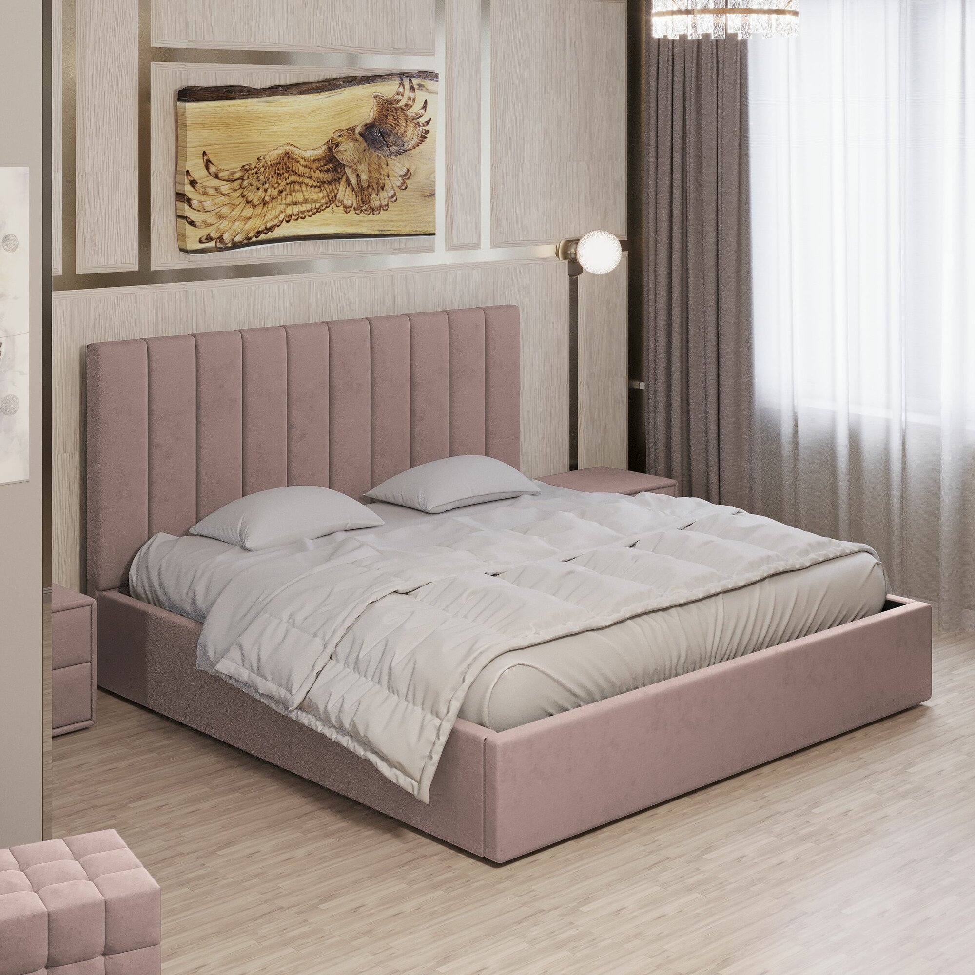 Двуспальная кровать 160х200 Милан мини (2024), с подъёмным механизмом, фабрика Микс-Интерьер (Россия)