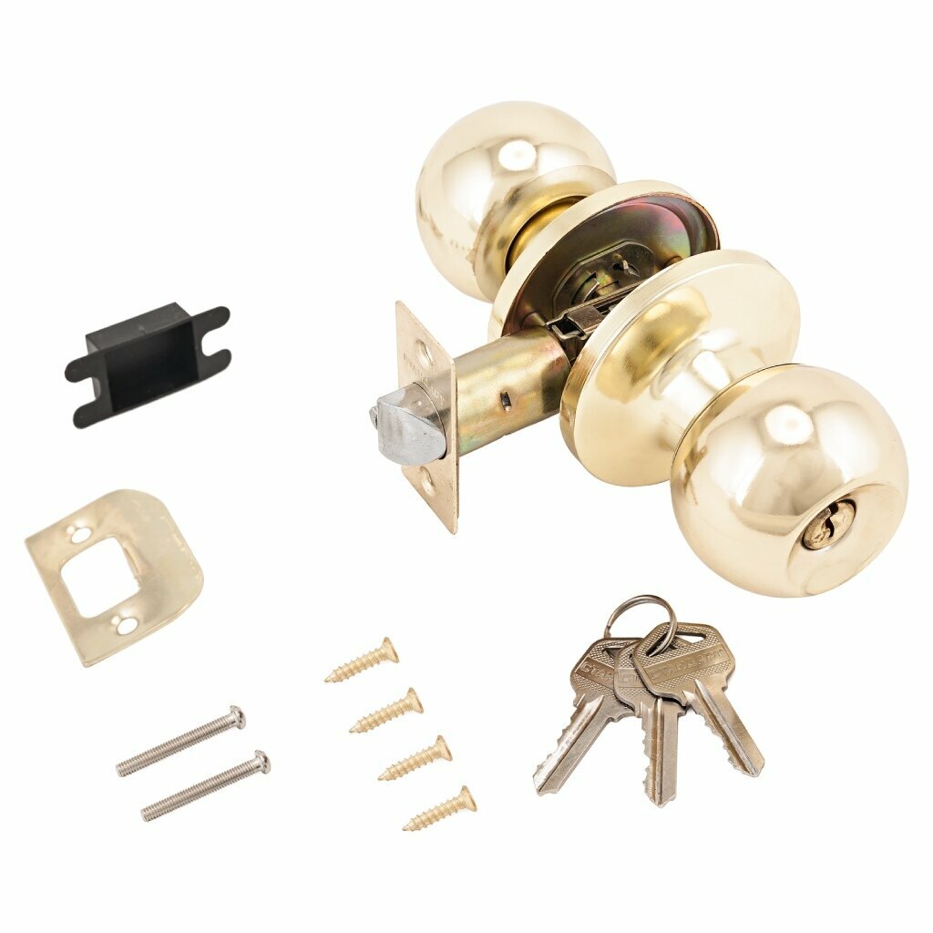 Защелка врезная, Стандарт, 607 ET GP, 9 866, с фиксатором, с ключом, золото